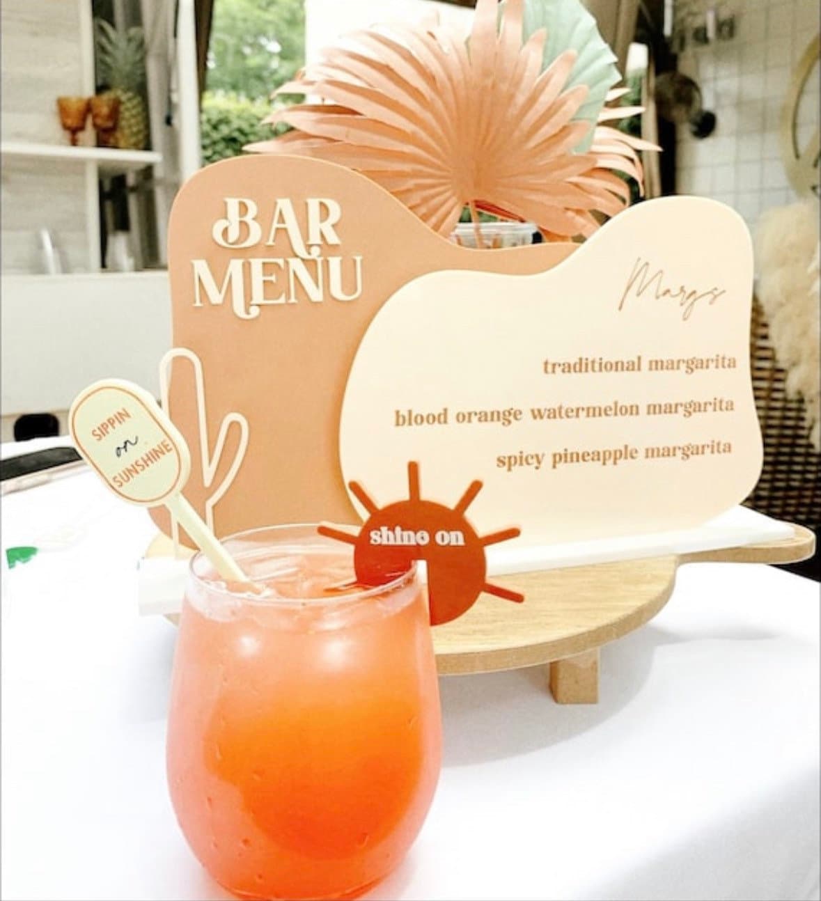 Custom Sun Drink Tag | Laser Cut Acrylic Party Decor - Etsy