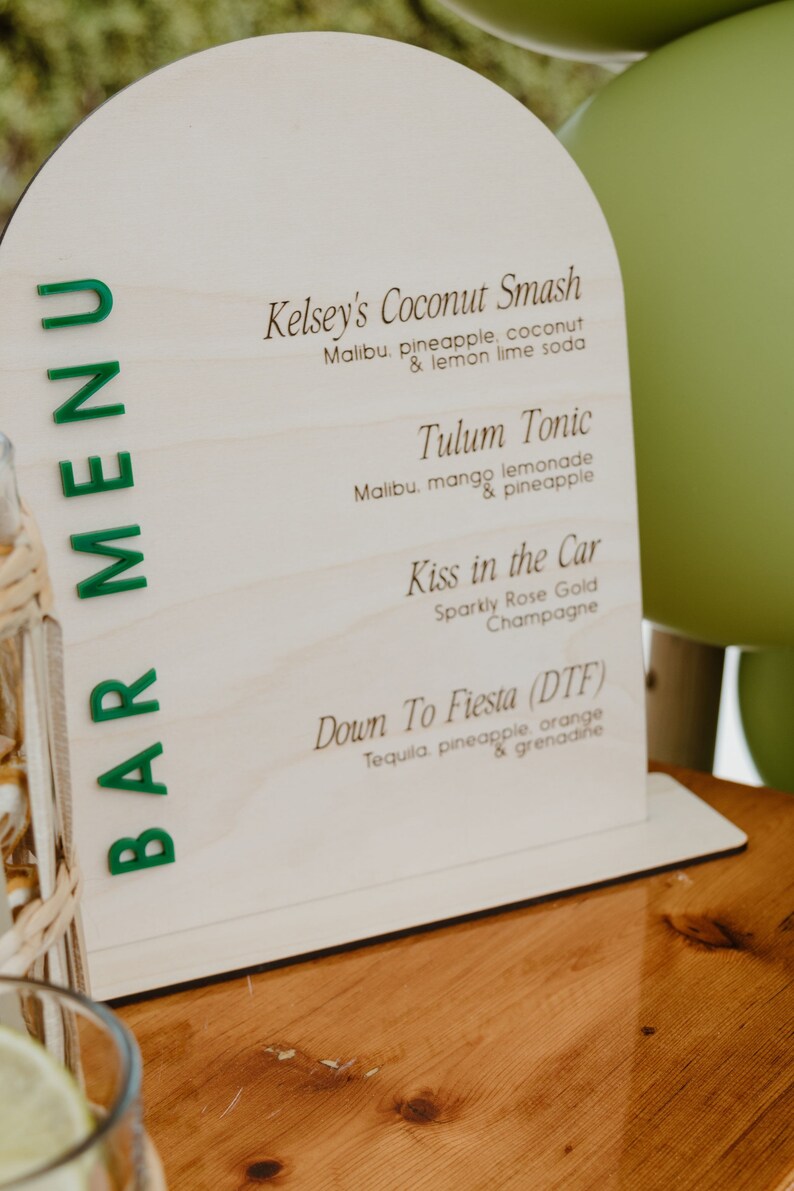 Boho Bar Menu Sign Wood Bar Sign Custom Bar Sign for - Etsy