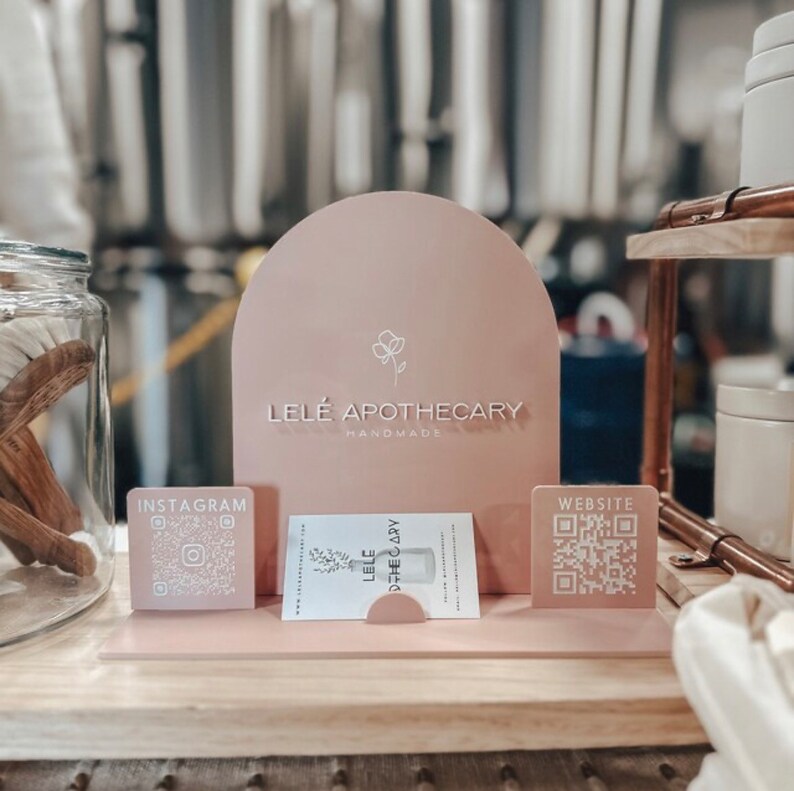 Table Top Logo Sign With QR Codes QR Code Display Sign - Etsy UK