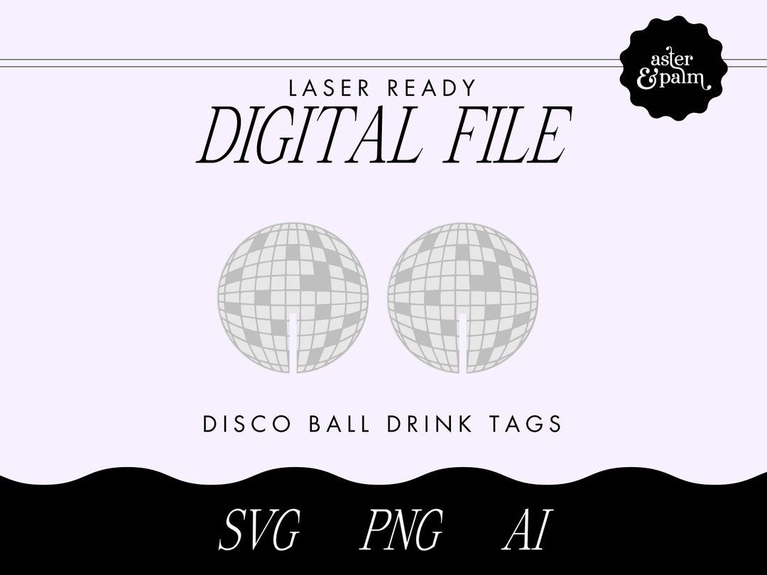 Digital Disco Ball Drink Tag File, SVG File, Laser Cut File, Drink Tags ...