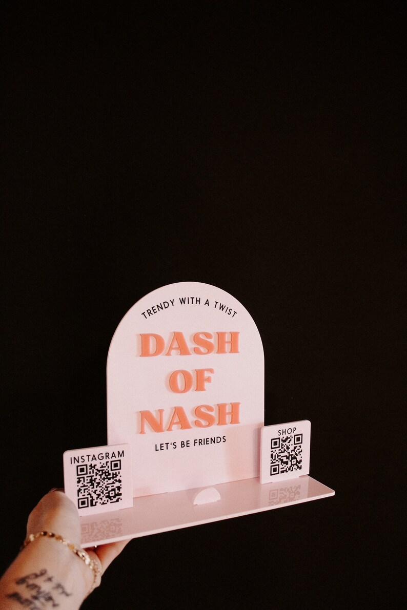 Table Top Logo Sign With QR Codes QR Code Display Sign - Etsy