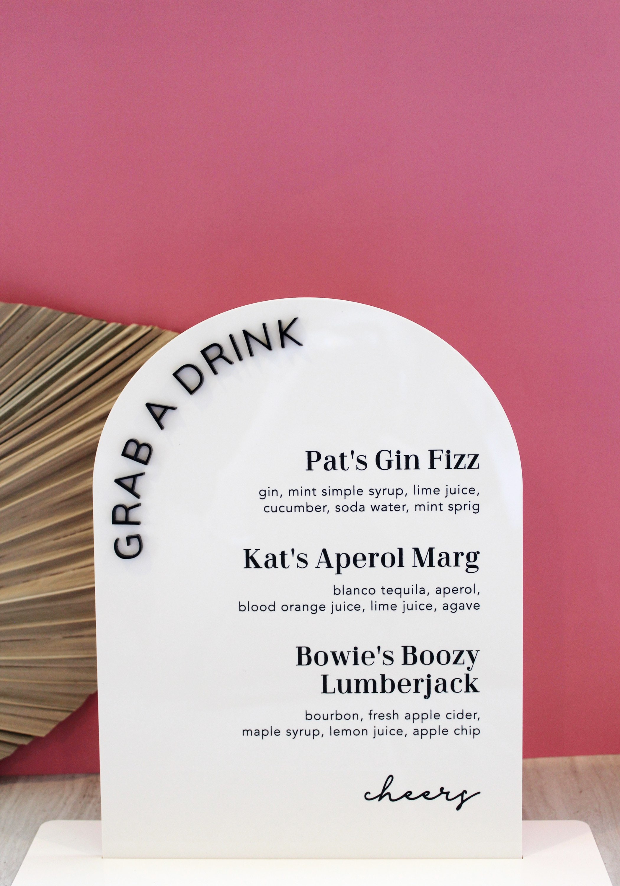 Grab a Drink Bar Menu Sign, Acrylic Bar Sign, Custom Bar Sign for ...