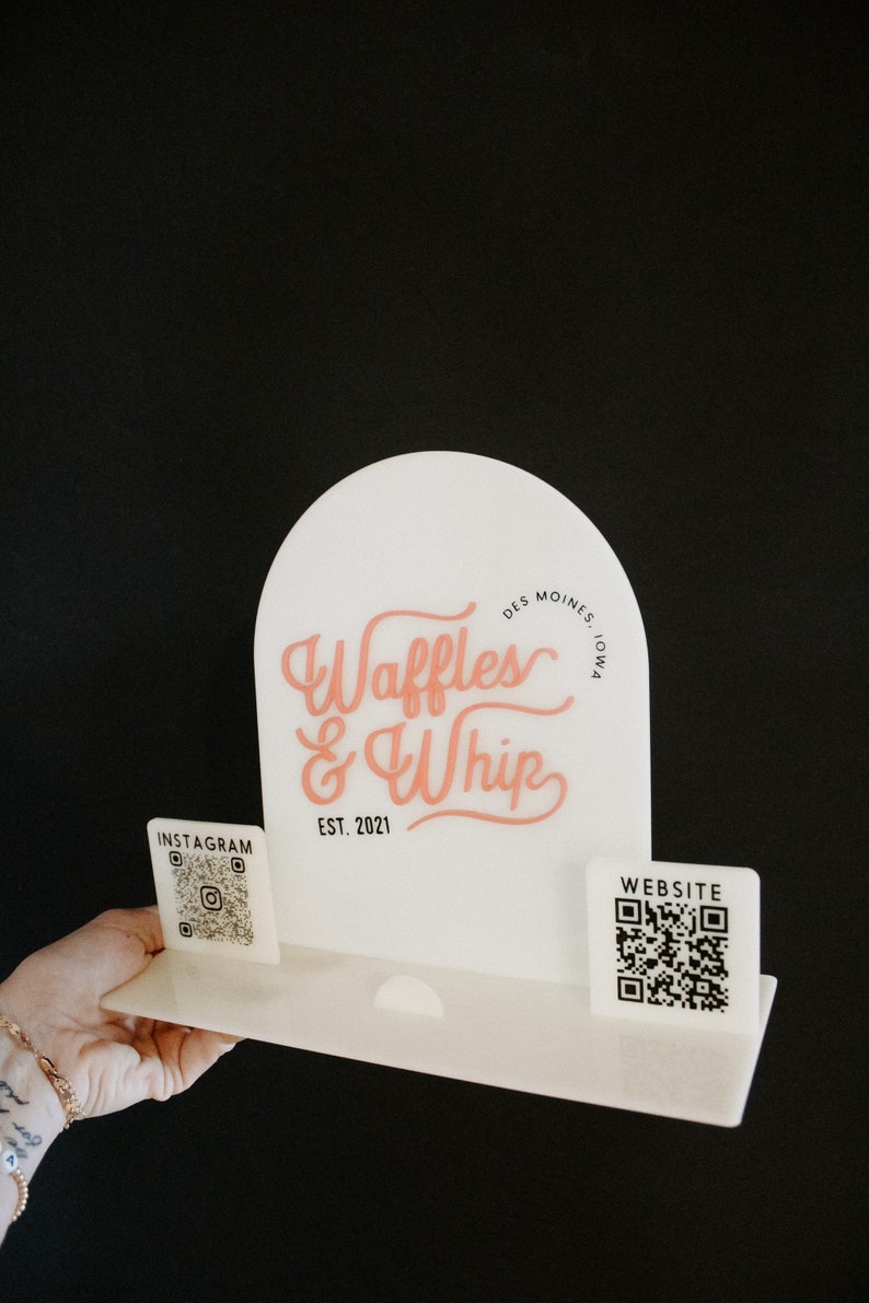 Table Top Logo Sign With QR Codes QR Code Display Sign - Etsy