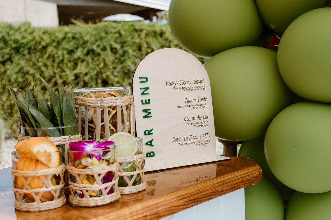 Boho Bar Menu Sign, Wood Bar Sign, Custom Bar Sign for Wedding ...