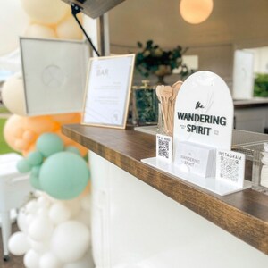 Table Top Logo Sign With QR Codes, QR Code Display Sign, Business Card ...