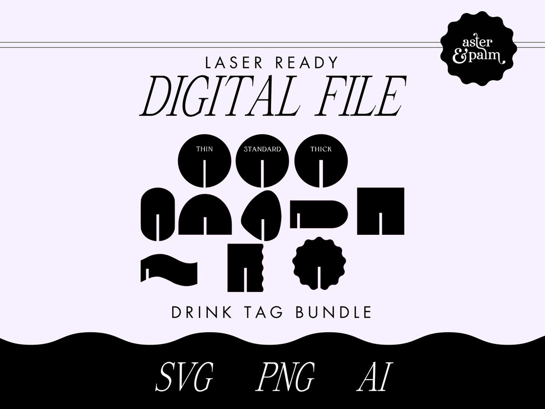 Digital Drink Tag Bundle File, SVG File, Laser Cut File, Drink Tags ...