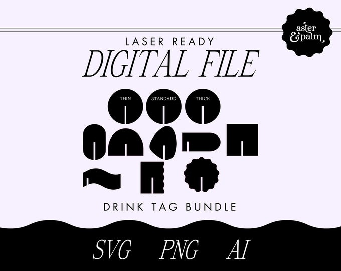 Digital Drink Tag Bundle File, SVG File, Laser Cut File, Drink Tags ...