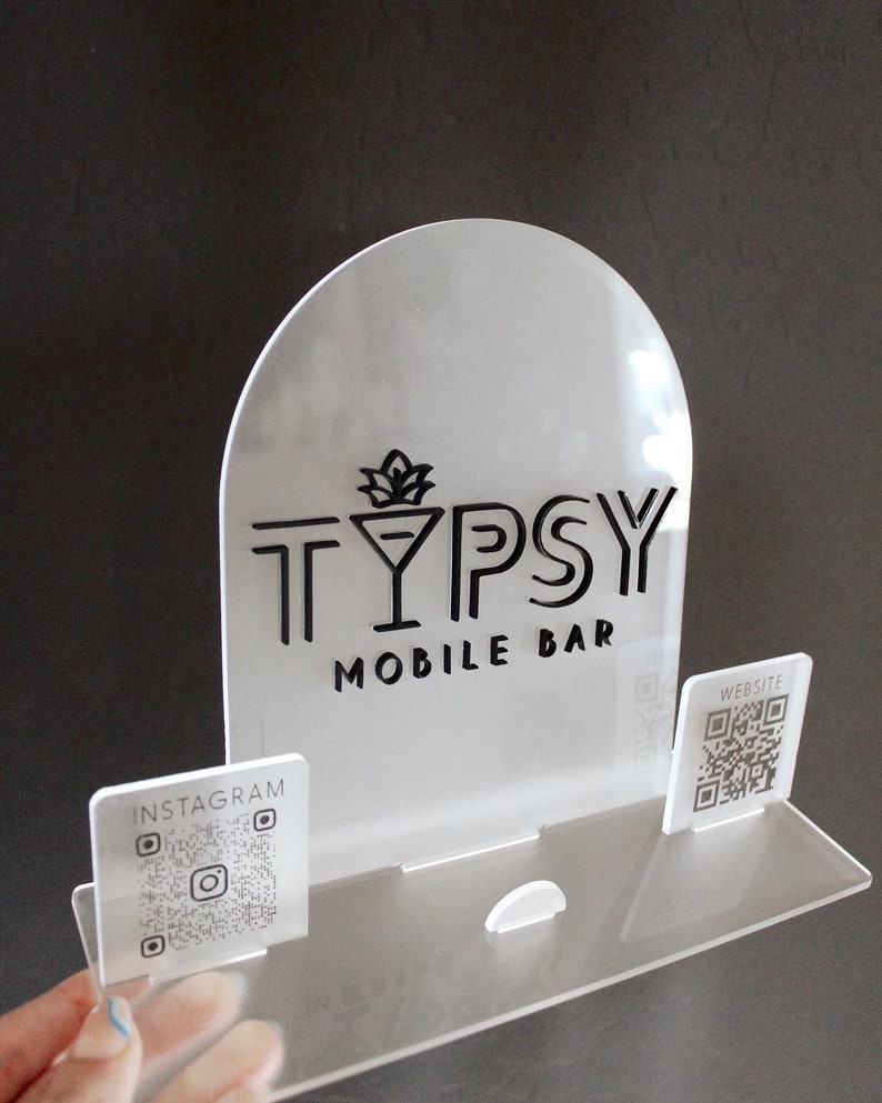 Table Top Logo Sign With QR Codes QR Code Display Sign | Etsy