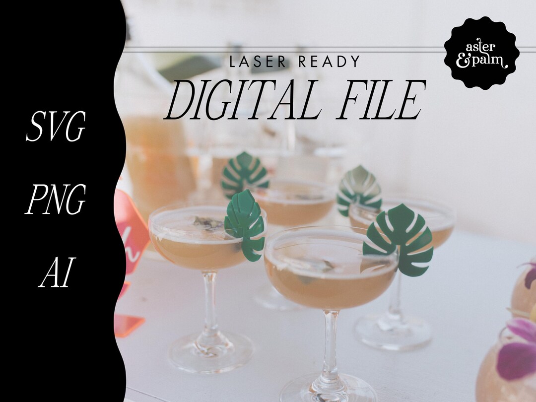 Digital Leaf Drink Tag File, SVG File, Laser Cut File, Drink Tags ...