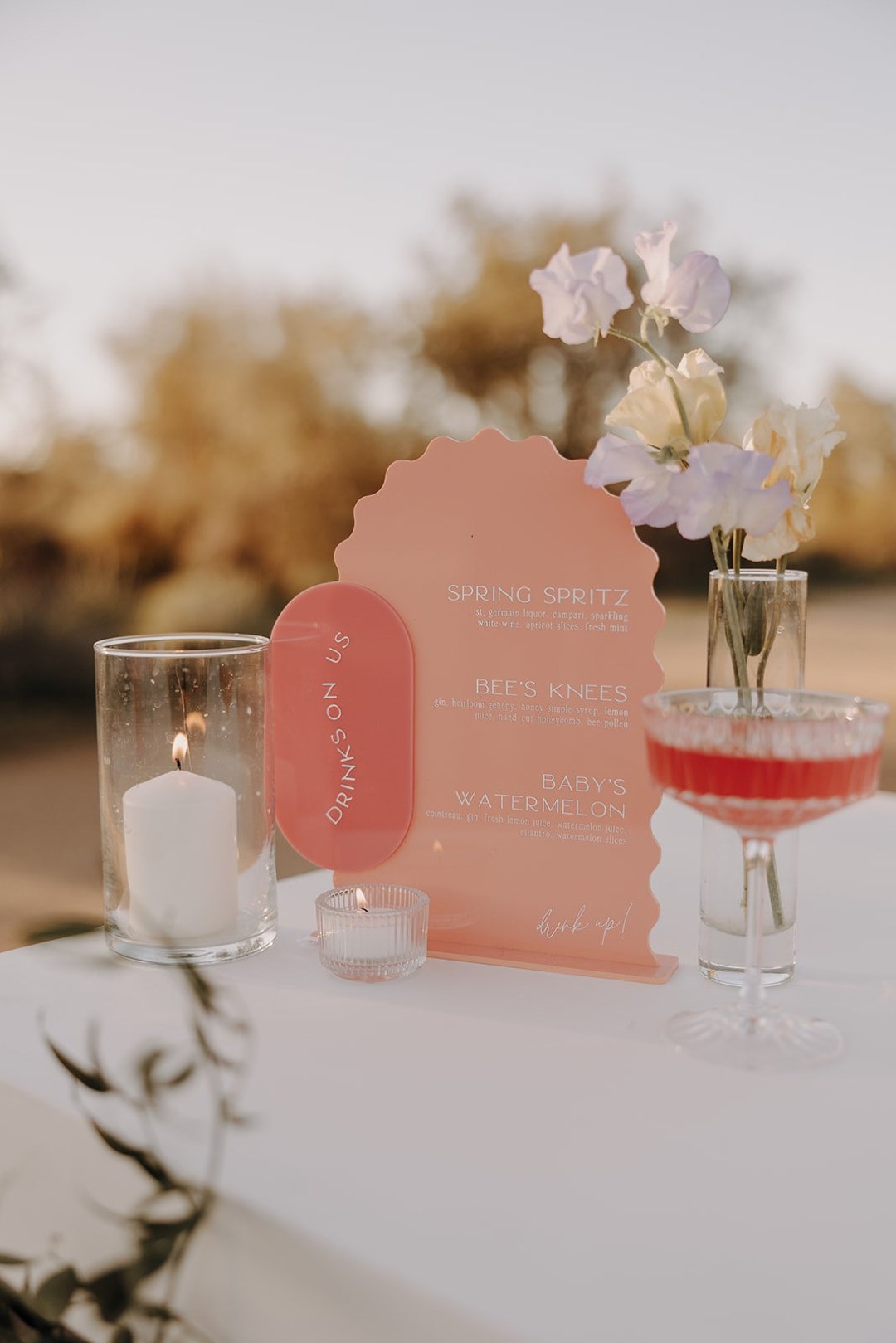 Wavy Bar Menu Sign, Acrylic Bar Sign, Custom Bar Sign for Wedding ...