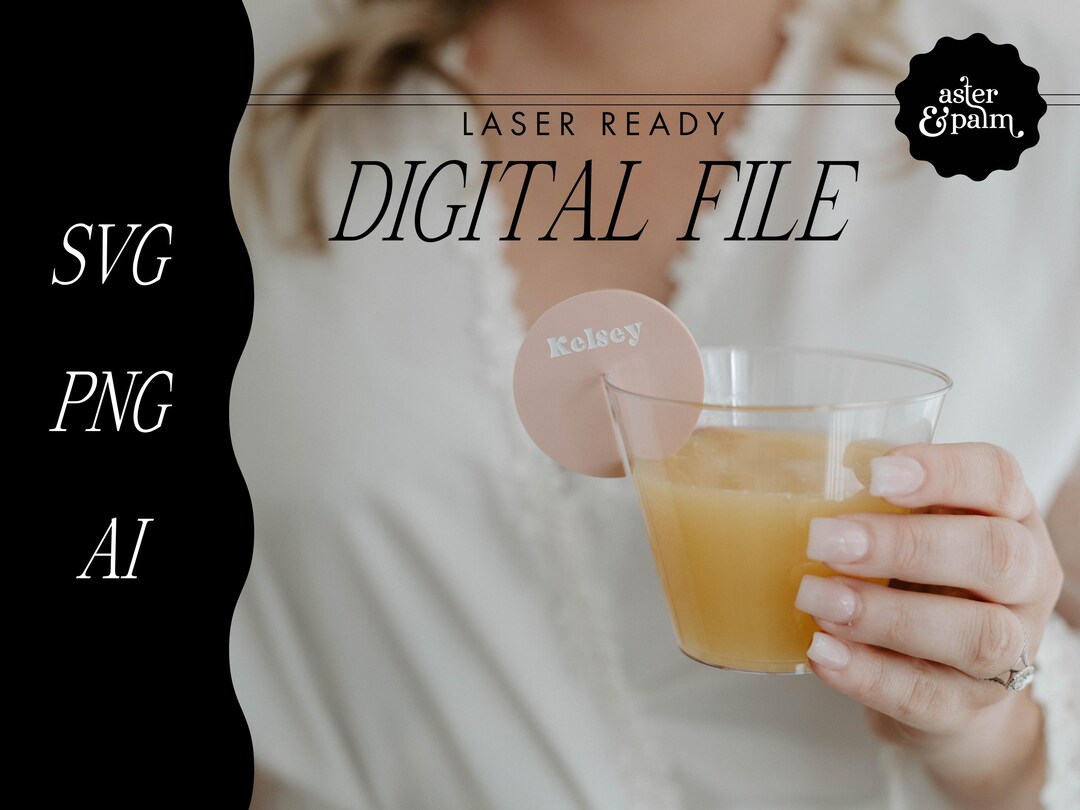 Digital Circle Drink Tag Bundle File, SVG File, Laser Cut File, Drink ...