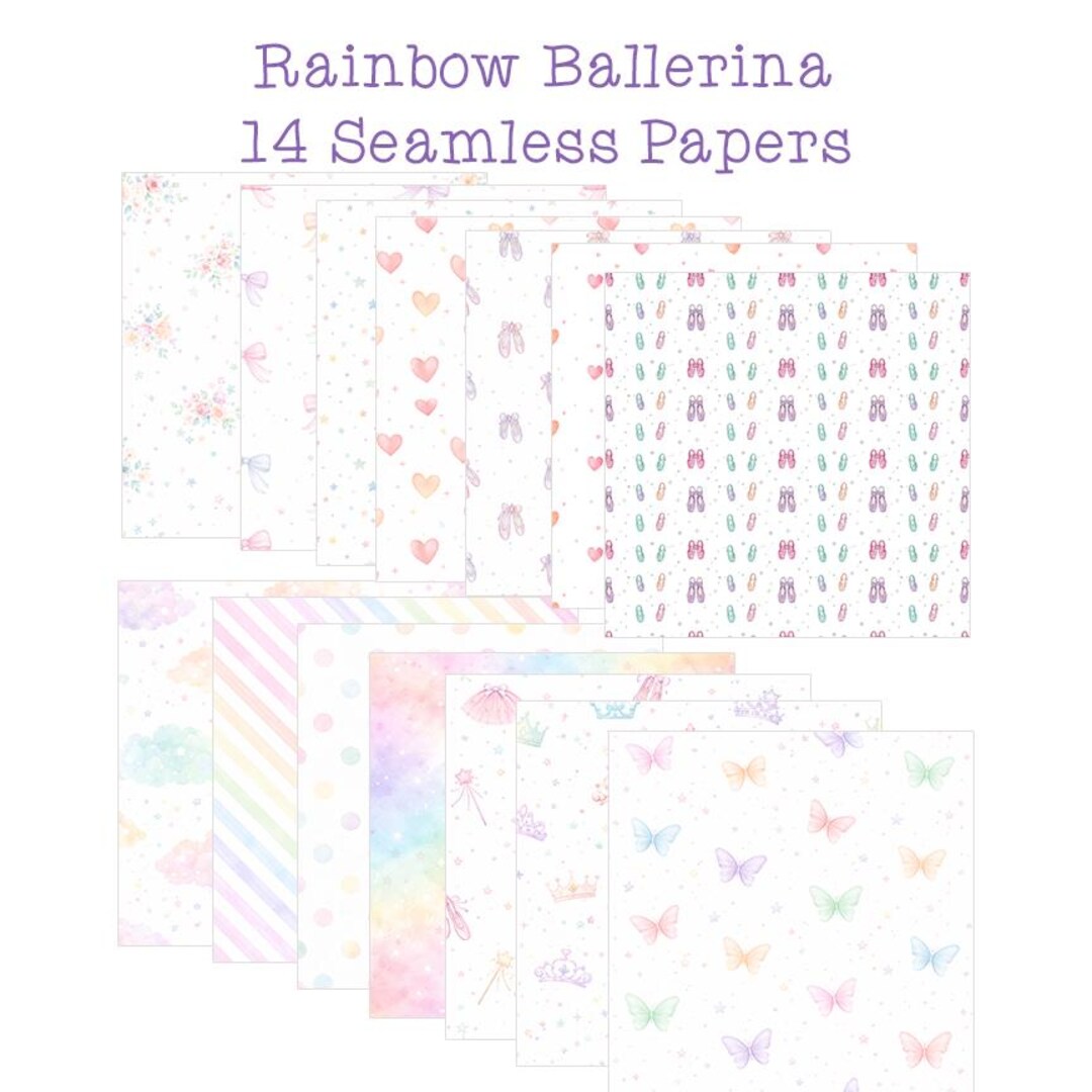 Rainbow Ballerina Digital Paper — 14 Seamless Pastel Ballet Patterns ...