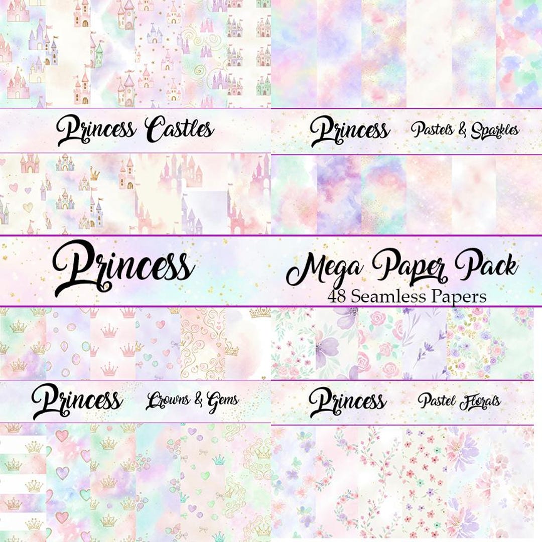 Princess Digital Paper Mega Bundle • 48 Seamless Scrapbook Papers ...