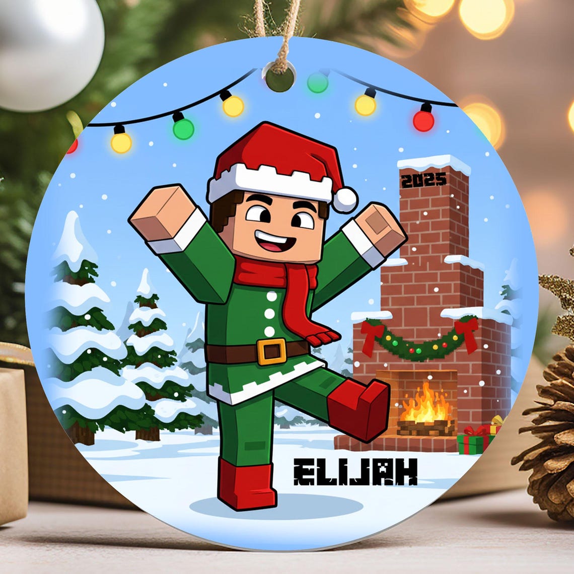 Minecraft Inspired Personalized Metal Christmas Ornament, Minecraft Fan ...