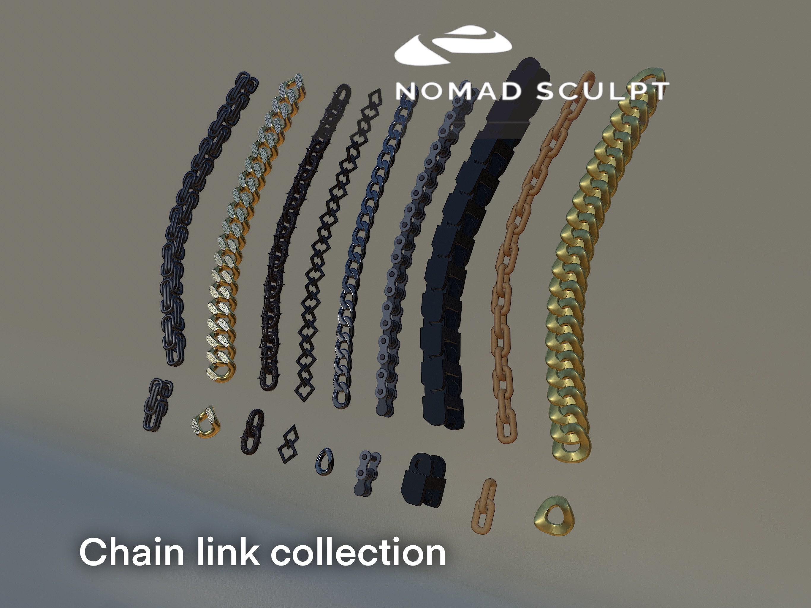 Nomad Sculpt - Chain Link Collection- Curve Repeater - Base Mesh- 3D ...
