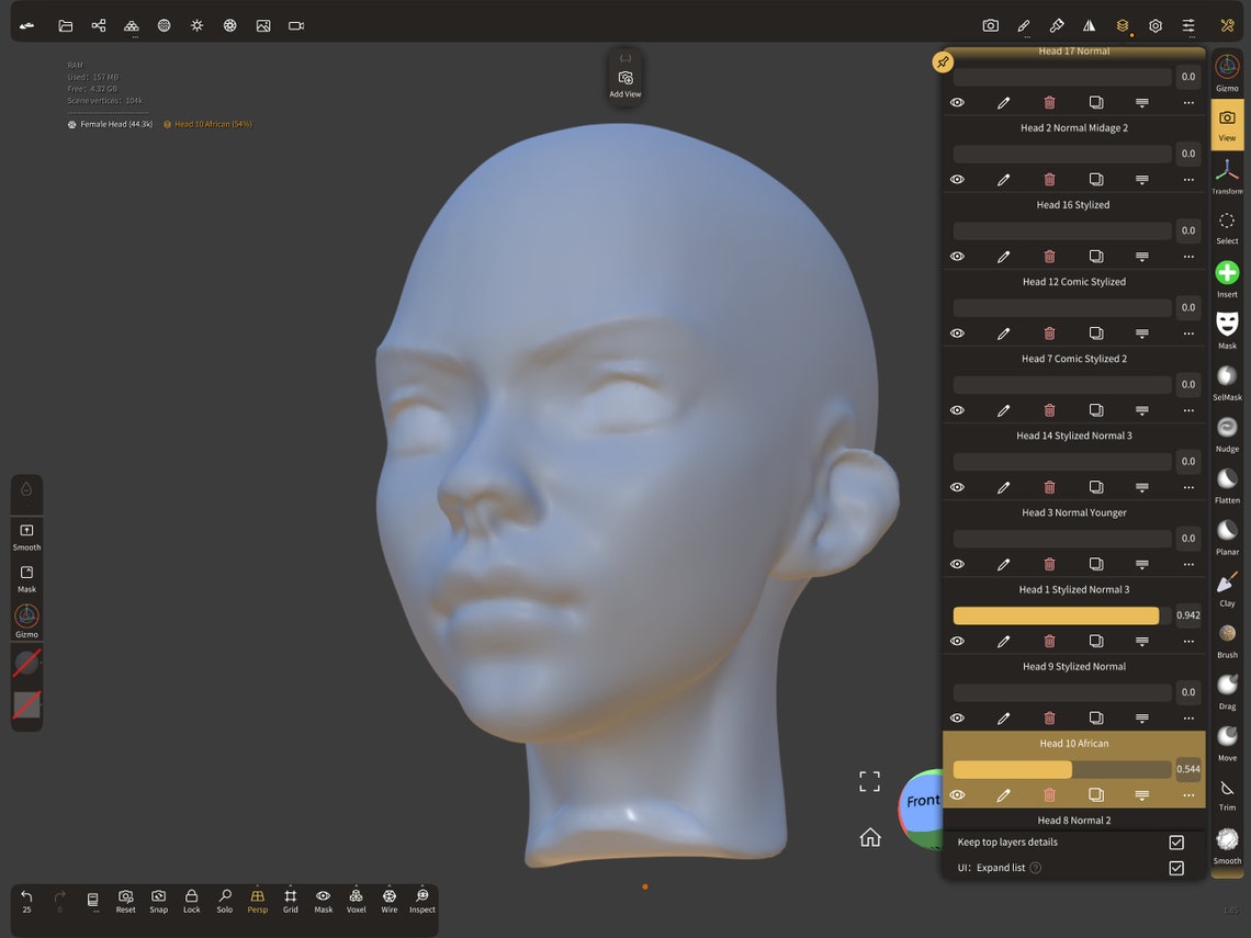 Nomad Sculpt - Female Head Editor - 3D Object - Filetype Nom (nomad ...