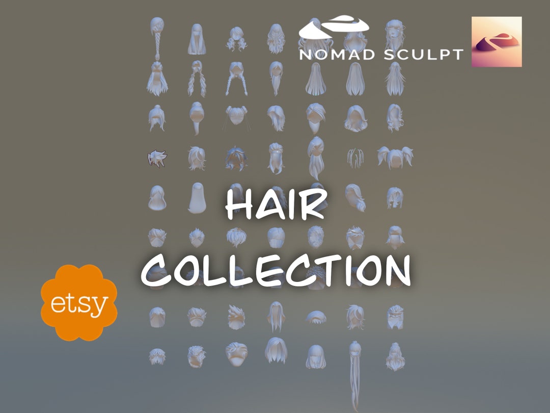 Nomad Sculpt - Hair Collection - Low Poly 3D Objects - Filetype Nom (nomad Sculpt File 1.79) - Etsy