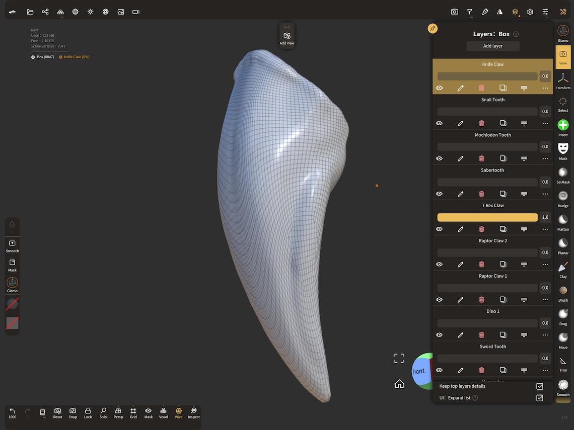 Nomad Sculpt - Teeth & Claws Editor - 3D Object - Filetype Nom (nomad ...