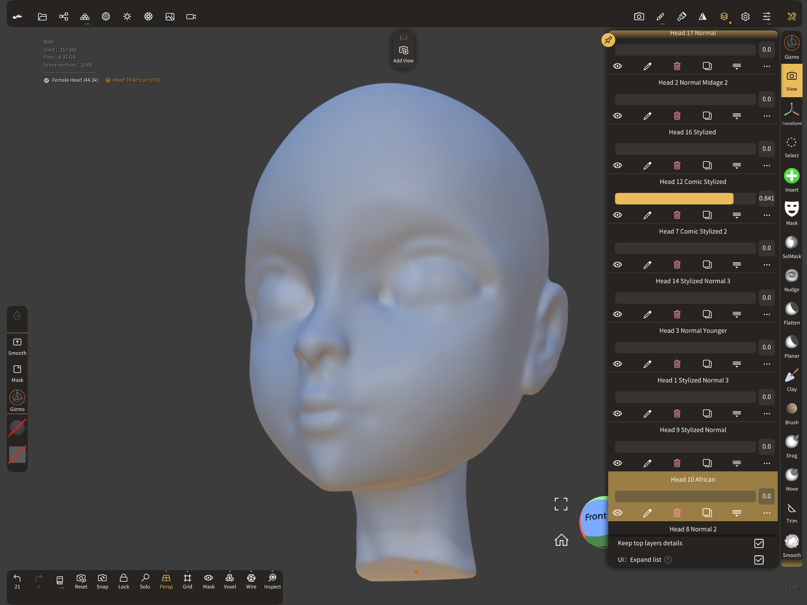 Nomad Sculpt - Female Head Editor - 3D Object - Filetype Nom (nomad ...