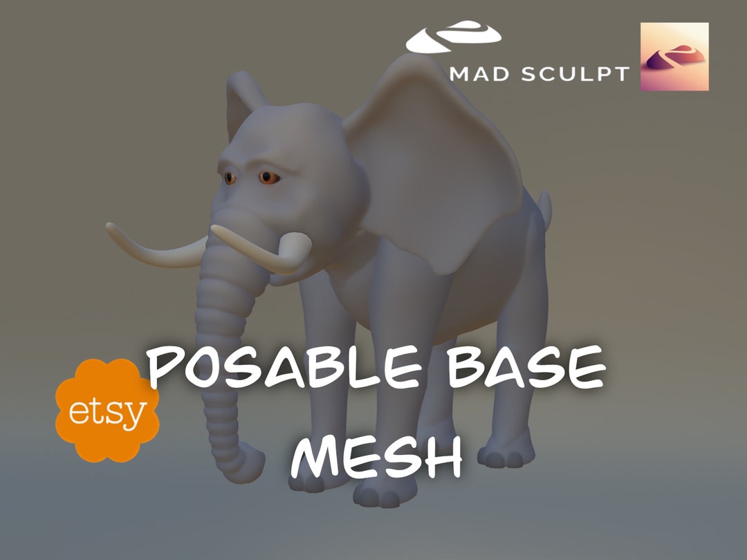 Nomad Sculpt - Posable Cute Elephant Base Mesh - 3D Object - Filetype ...