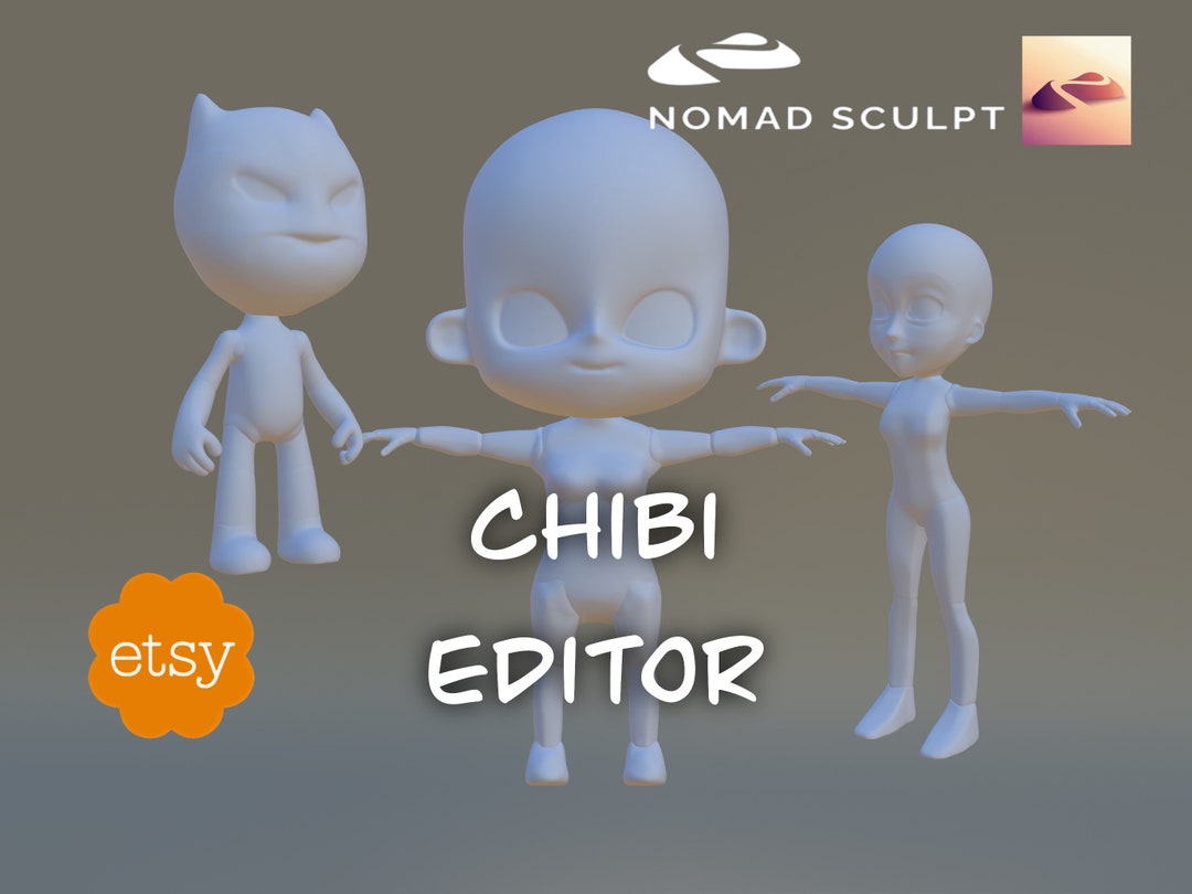 Nomad Sculpt - Chibi Style Character Editor POSABLE Base Meshes - 3D Objects - Filetype Nom ...
