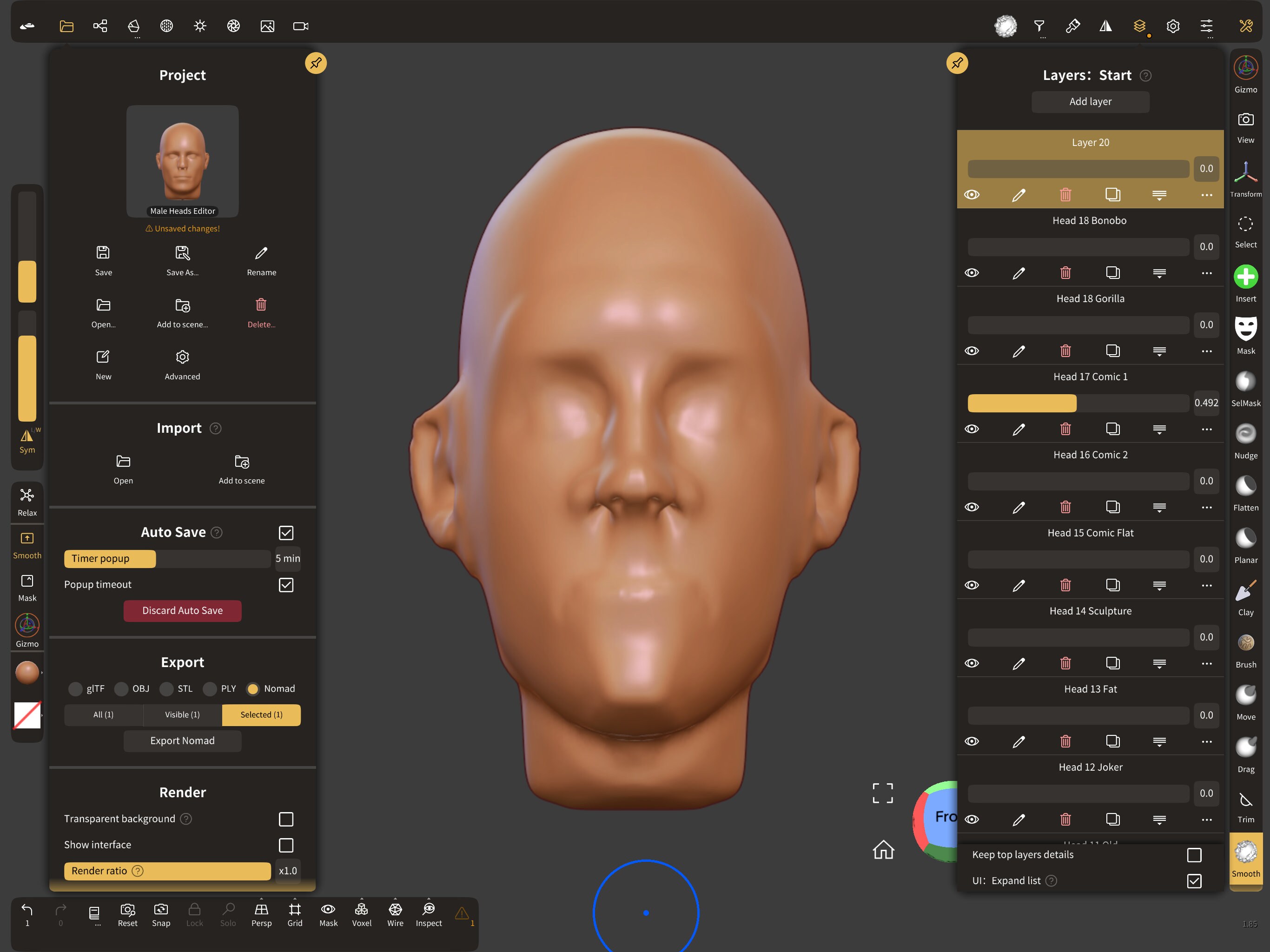 Nomad Sculpt - Male Head Editor - 3D Object - Filetype Nom (nomad ...