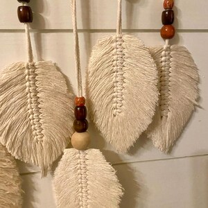 Pretty Boho Macrame Fall Leaves Wall Hanging on Natural Wood - Etsy