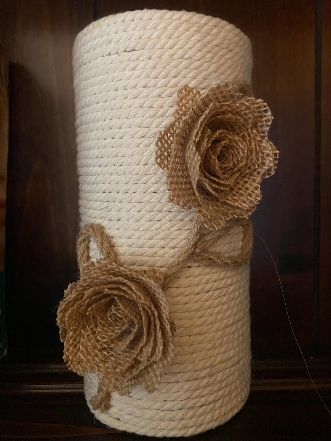 Cute Rope Vase With Handmade Burlap Flower - Etsy