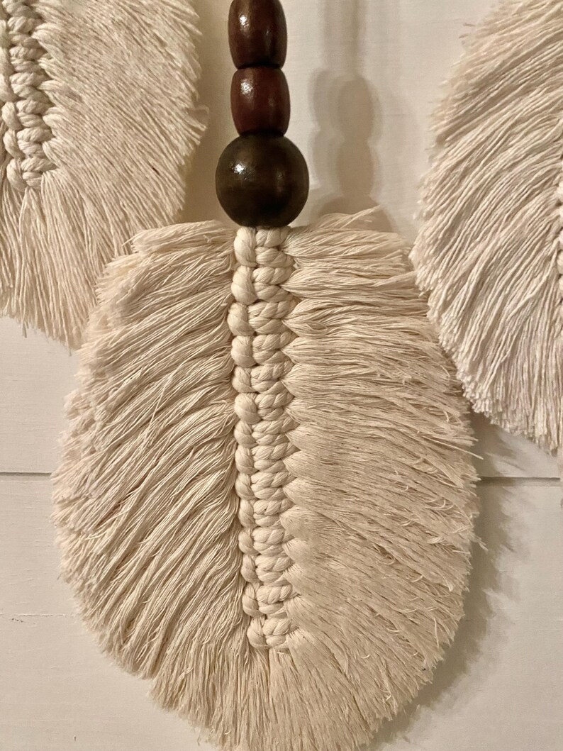 Pretty Boho Macrame Fall Leaves Wall Hanging on Natural Wood - Etsy
