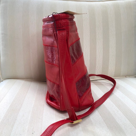 Vintage 1980s Ronay Red Leather and Snake Crossbody B… - Gem