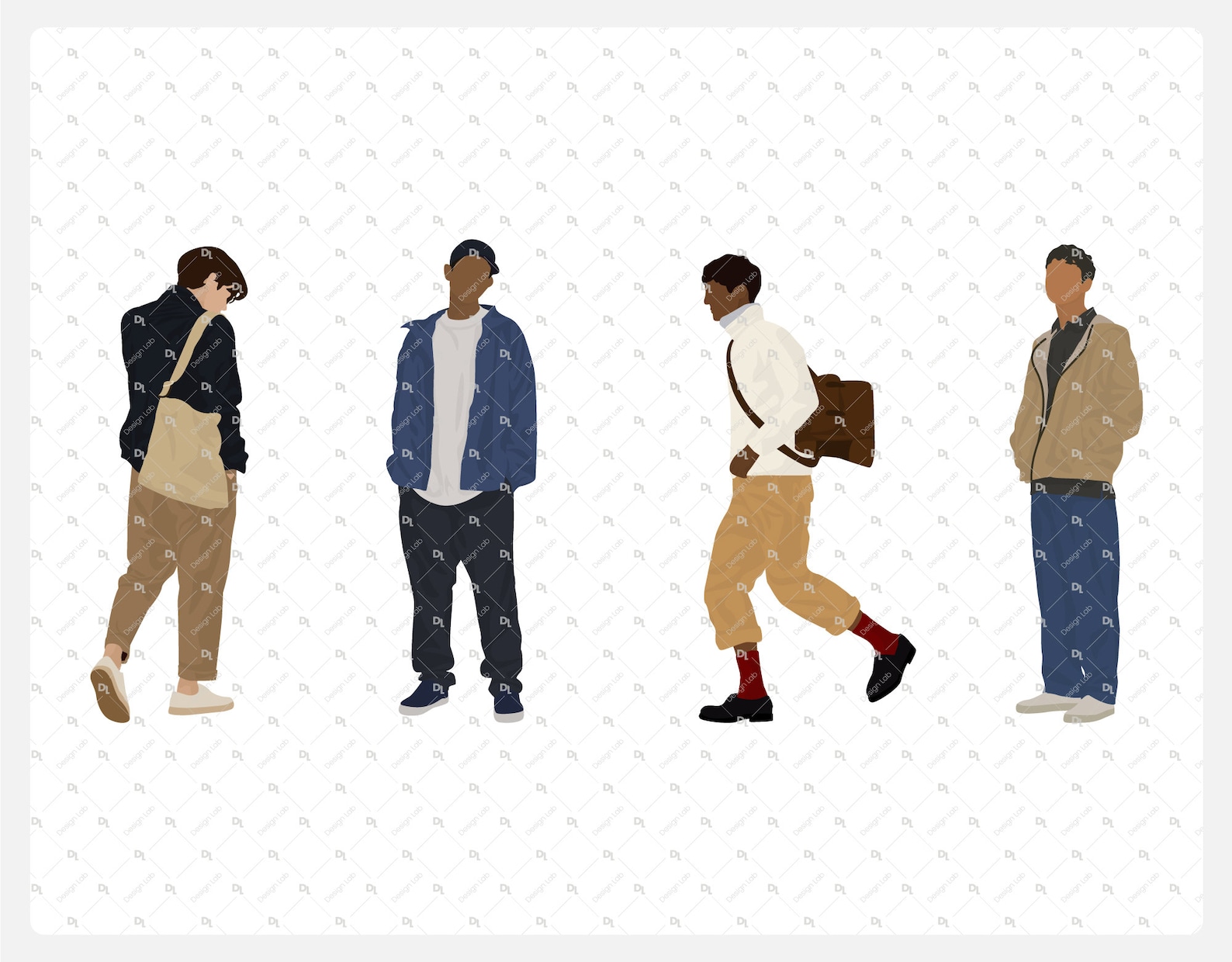 Flat Vector Urban Men | 18 Pack Vector Men Illustrations | Instant ...