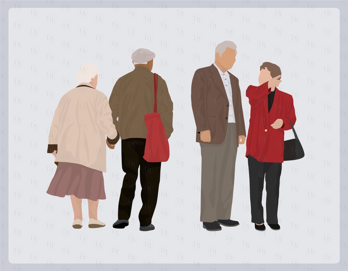 Flat Vector Elderly People Pack 24 Pack Vector People | Etsy UK