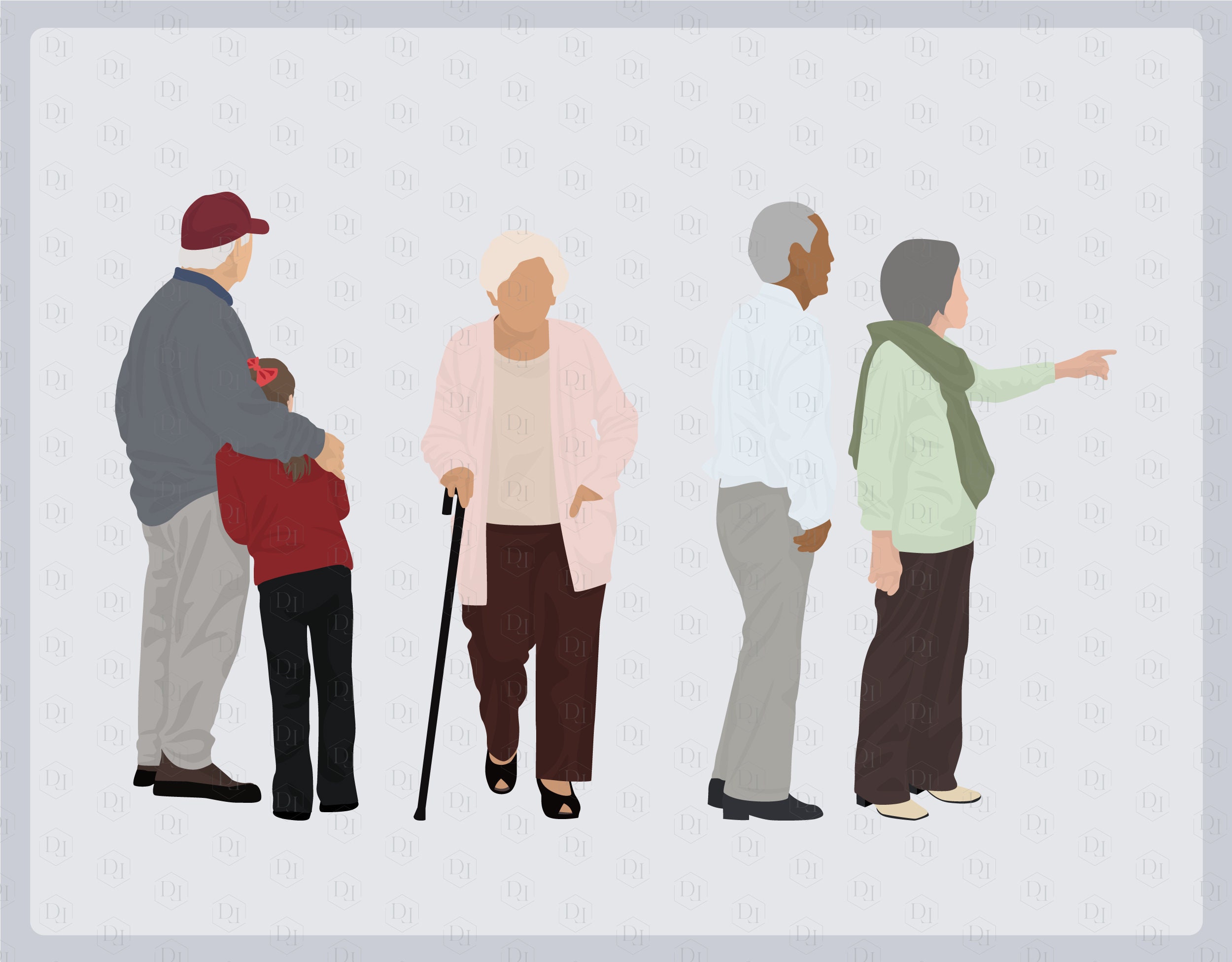 Flat Vector Elderly People Pack 24 Pack Vector People - Etsy Canada