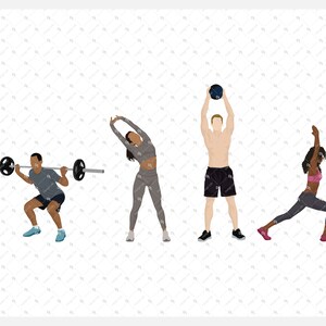 Flat Vector People Working Out | 18 Pack Vector People Illustrations ...