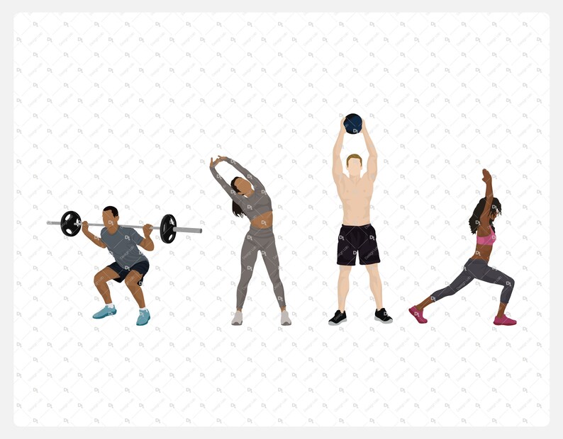 Flat Vector People Working Out | 18 Pack Vector People Illustrations ...