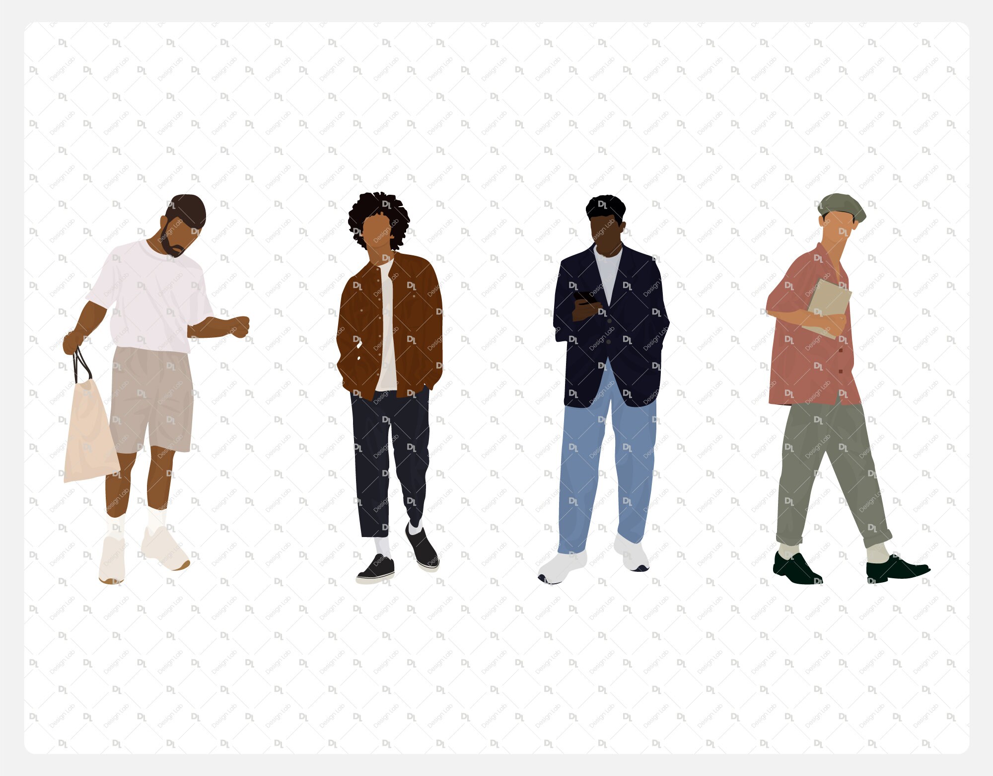 Flat Vector Urban Men | 18 Pack Vector Men Illustrations | Instant ...