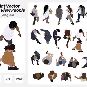 Flat Vector Top View People / 20 Pack Vector People Illustrations ...