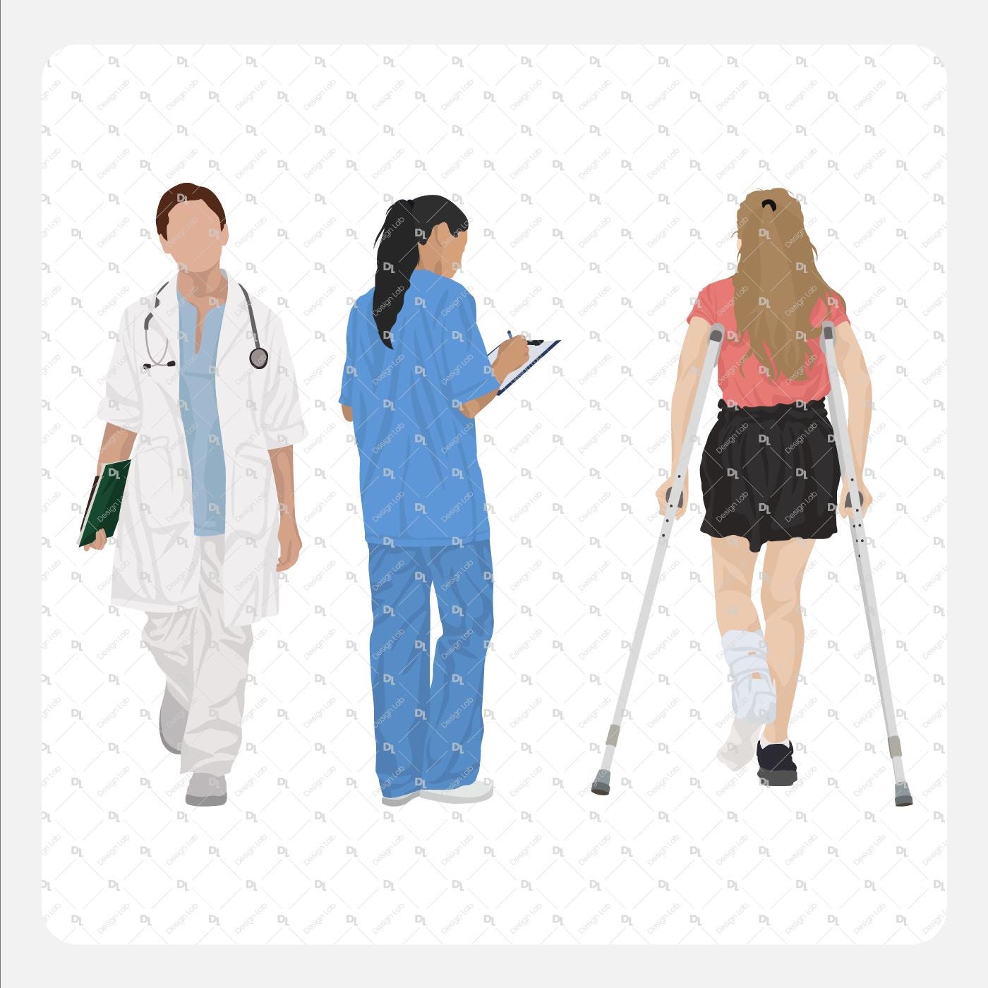 Hospital People Vector Pack: Architecture & Design Figures (AI, PNG ...