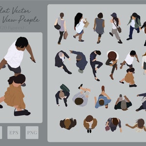 Flat Vector Top View People / 20 Pack Vector People | Etsy