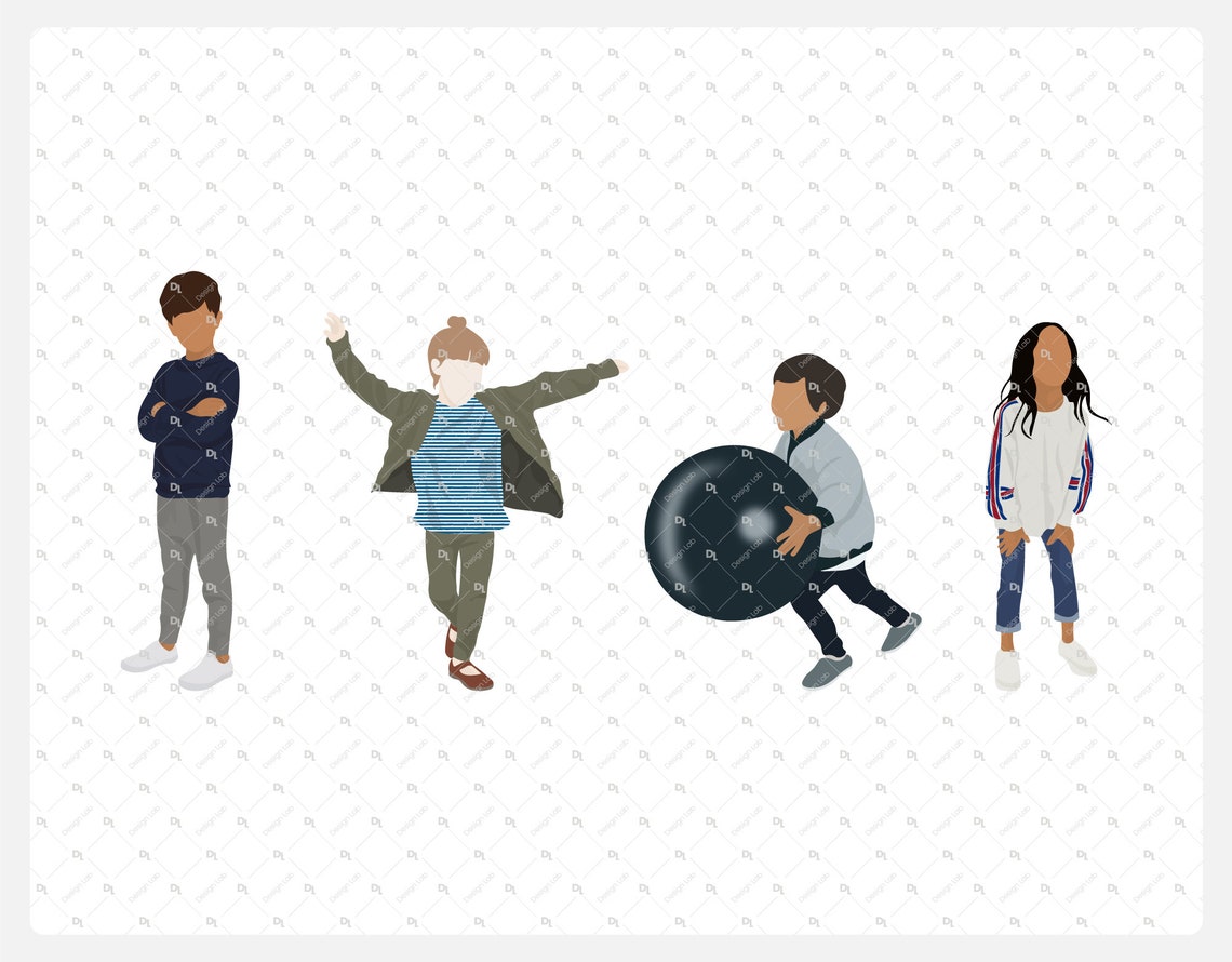 Flat Vector Kids Pack | 23 Pack Vector Kids Illustrations | Instant ...