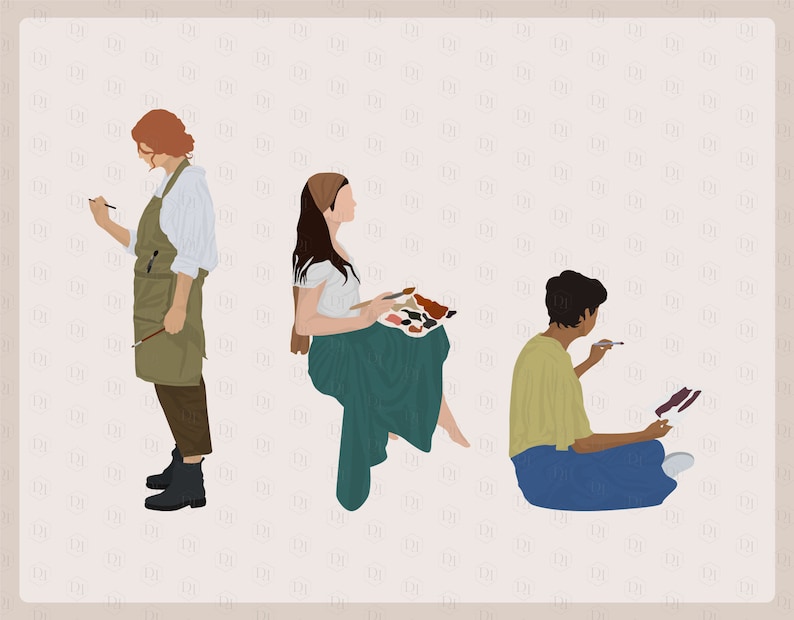 Flat Vector People Painting 11 Pack Vector People - Etsy