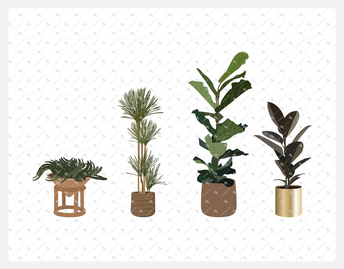 Flat Vector Plants Pack | 15 Pack Vector Plants | Instant Download | AI ...