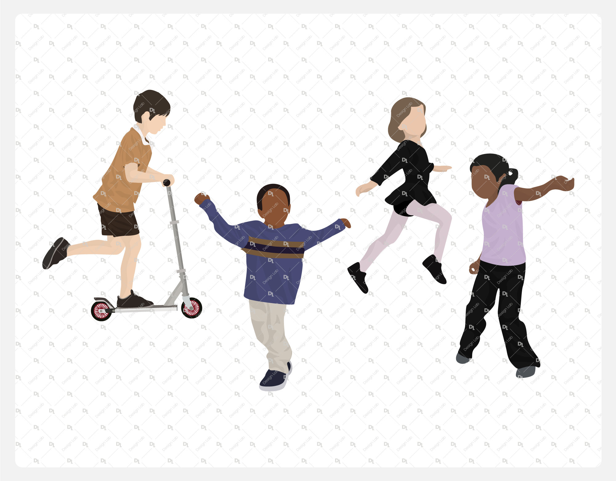 Flat Vector Kids Pack 2 / 26 Pack Vector Kids Illustrations / Instant ...