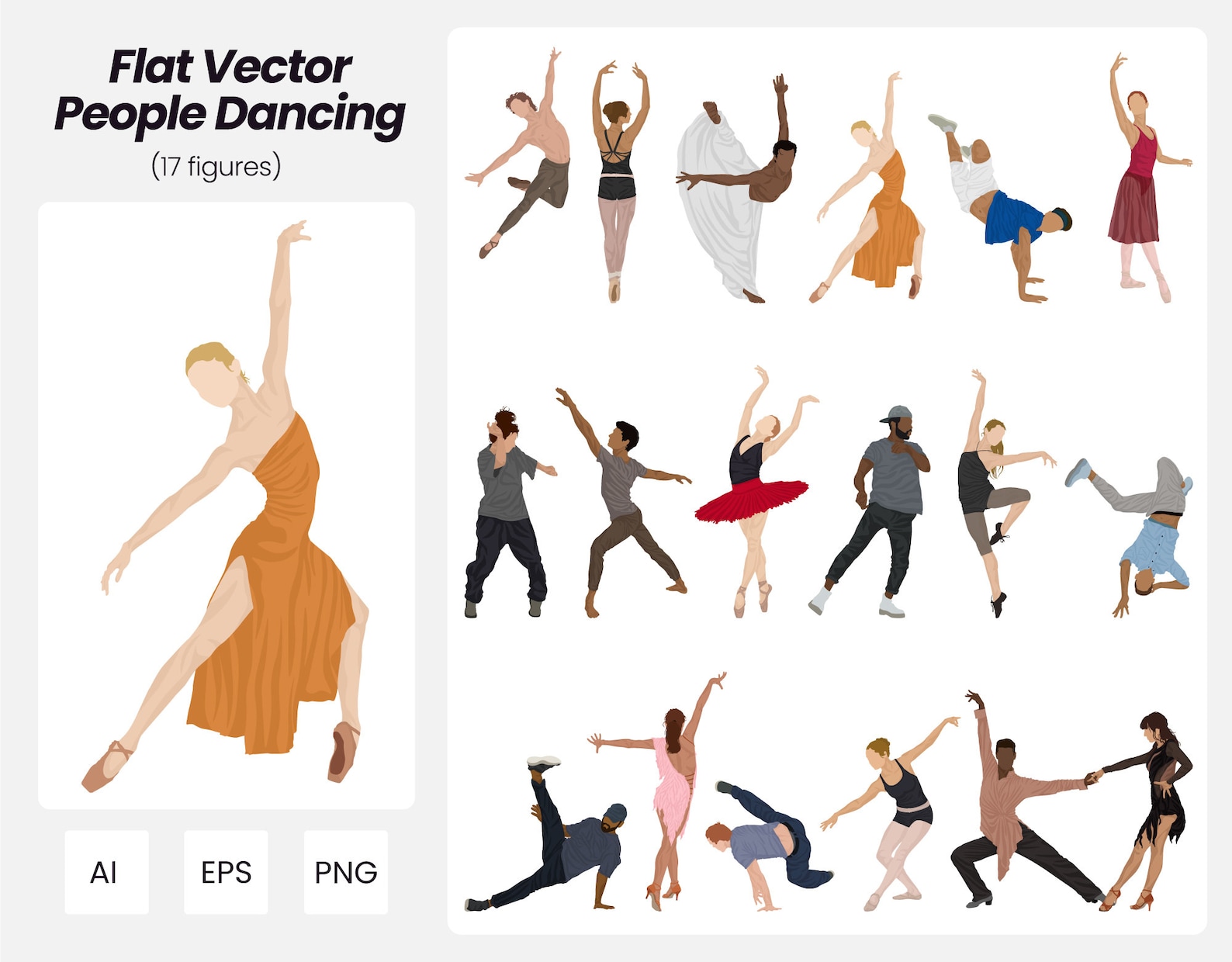 Flat Vector People Dancing | Dancing People | 15 Pack Vector People ...