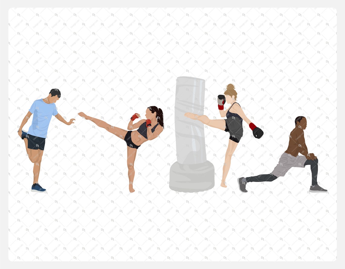 Flat Vector People Working Out | 18 Pack Vector People Illustrations ...