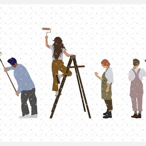 Flat Vector People Painting | 11 Pack Vector People Illustrations ...