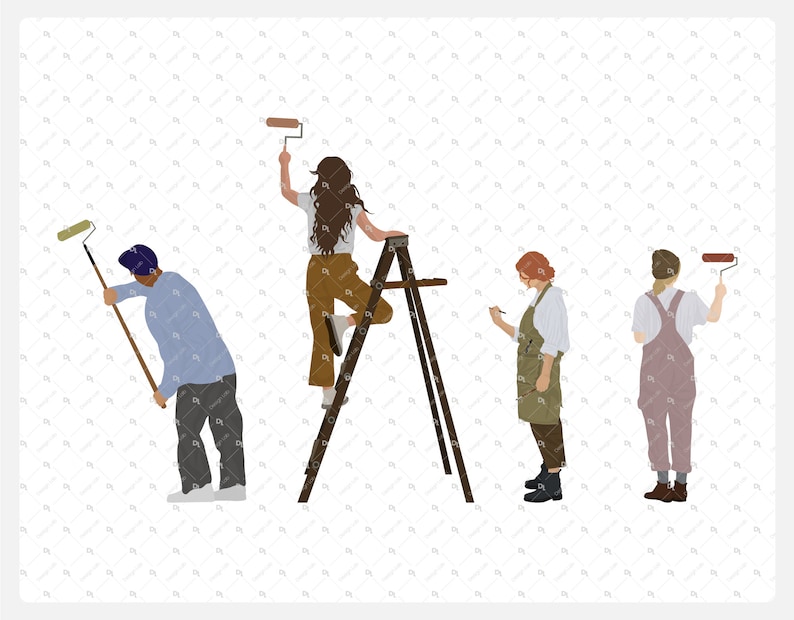 Flat Vector People Painting | 11 Pack Vector People Illustrations ...