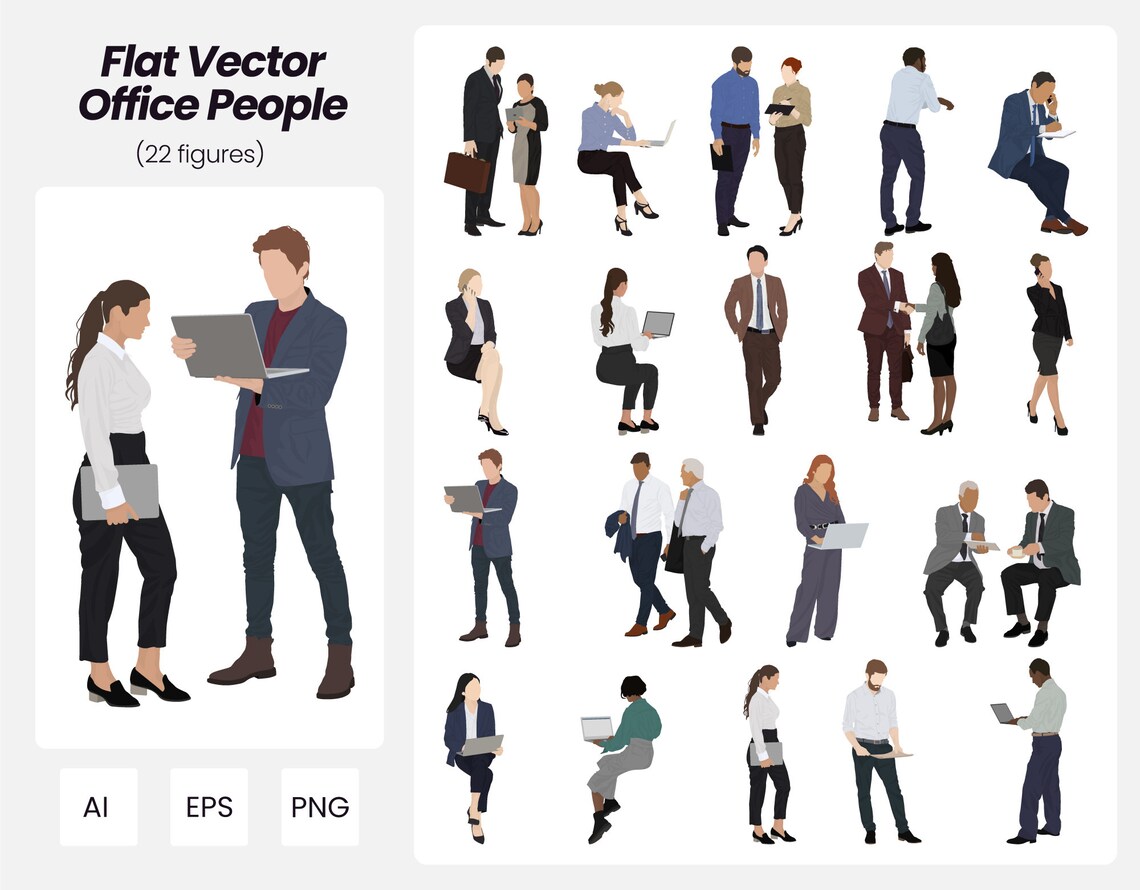 Flat Vector Office People Pack | 22 Pack Vector People Illustrations ...