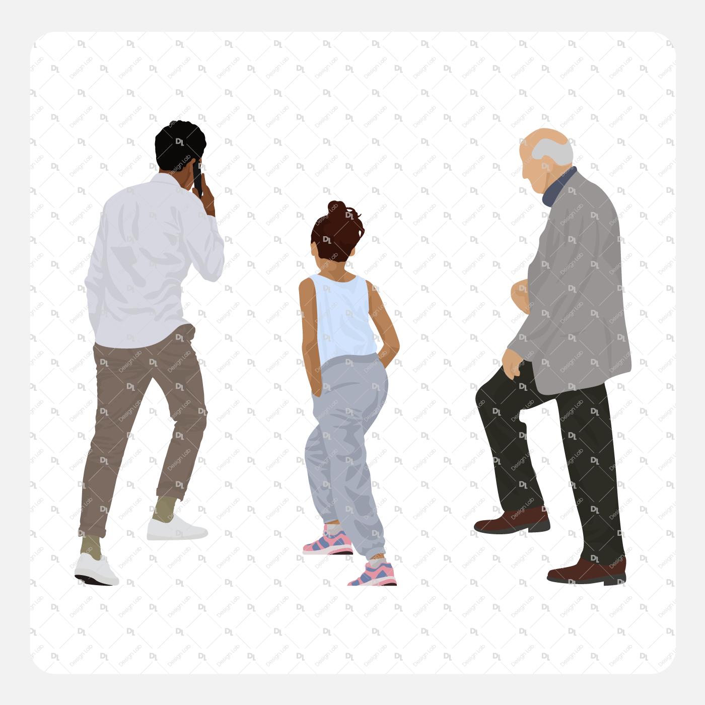 Stairs Vector Pack: 18 Flat Human Figures for Architecture (AI, PNG ...