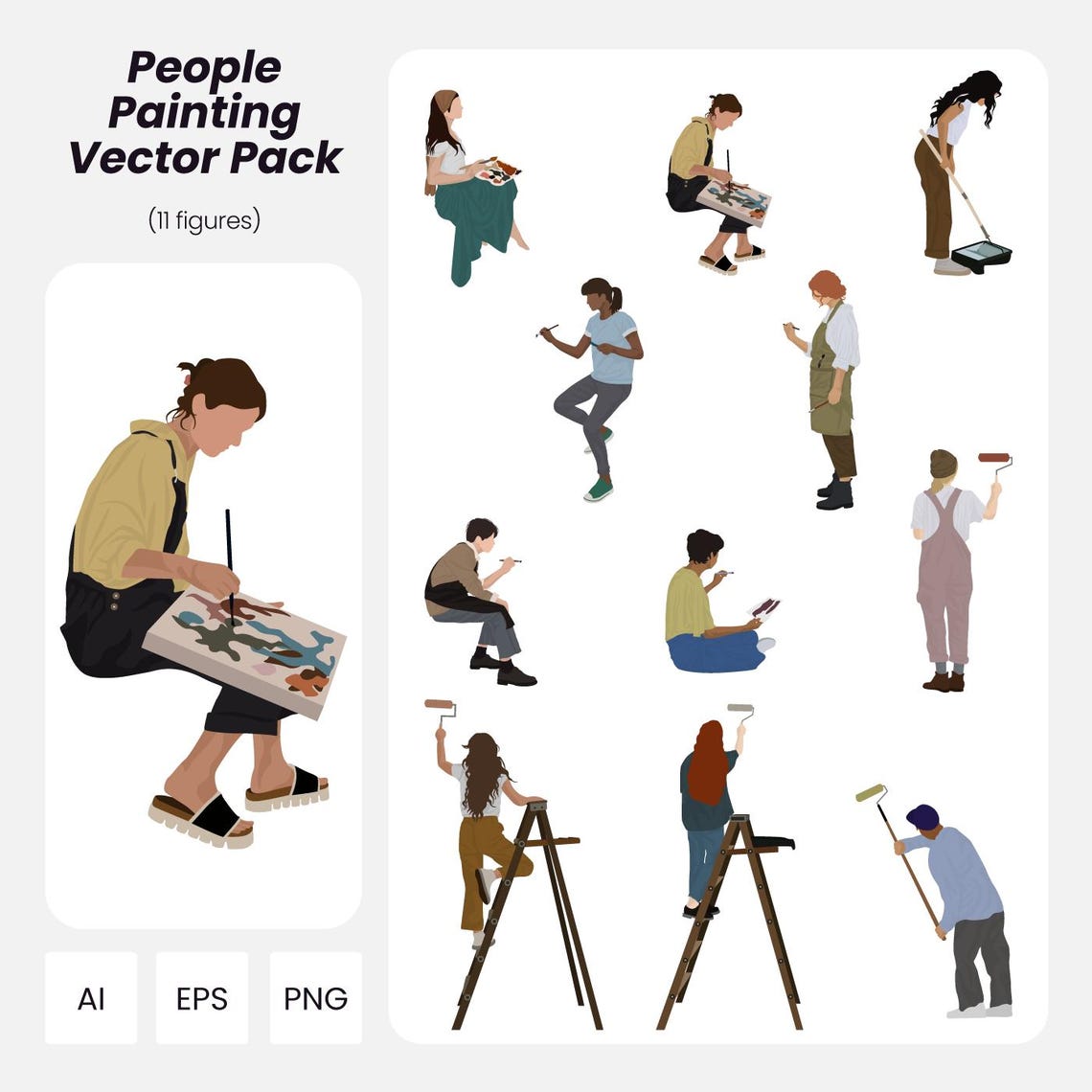 People Paiting Vector Pack: 11 Human Figures (AI, PNG, EPS) (instant ...